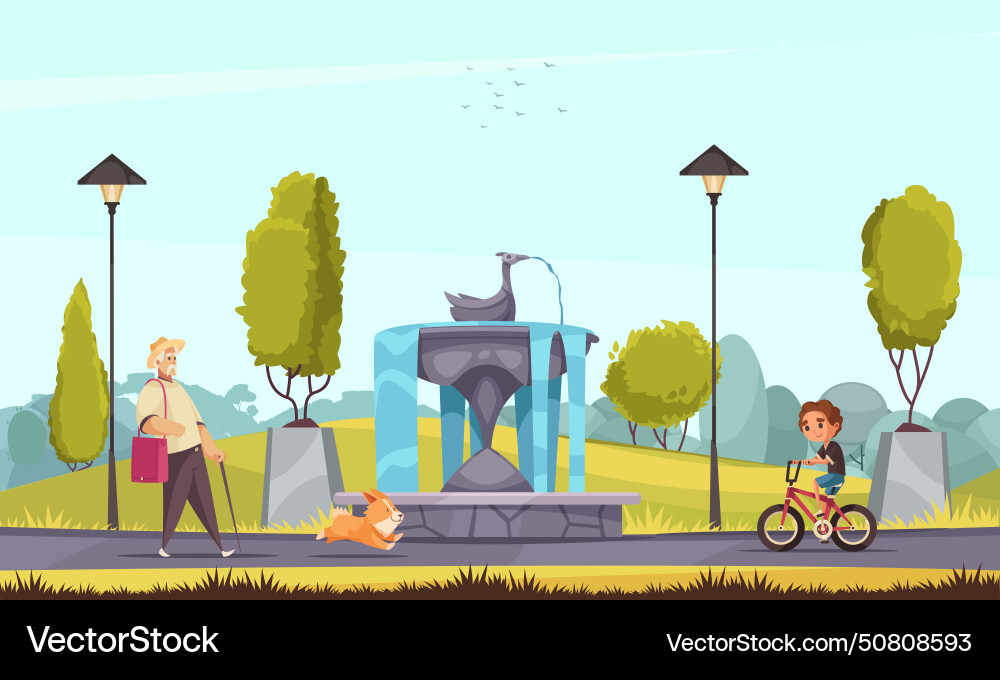 Cartoon fountain Royalty Free Vector Image - VectorStock