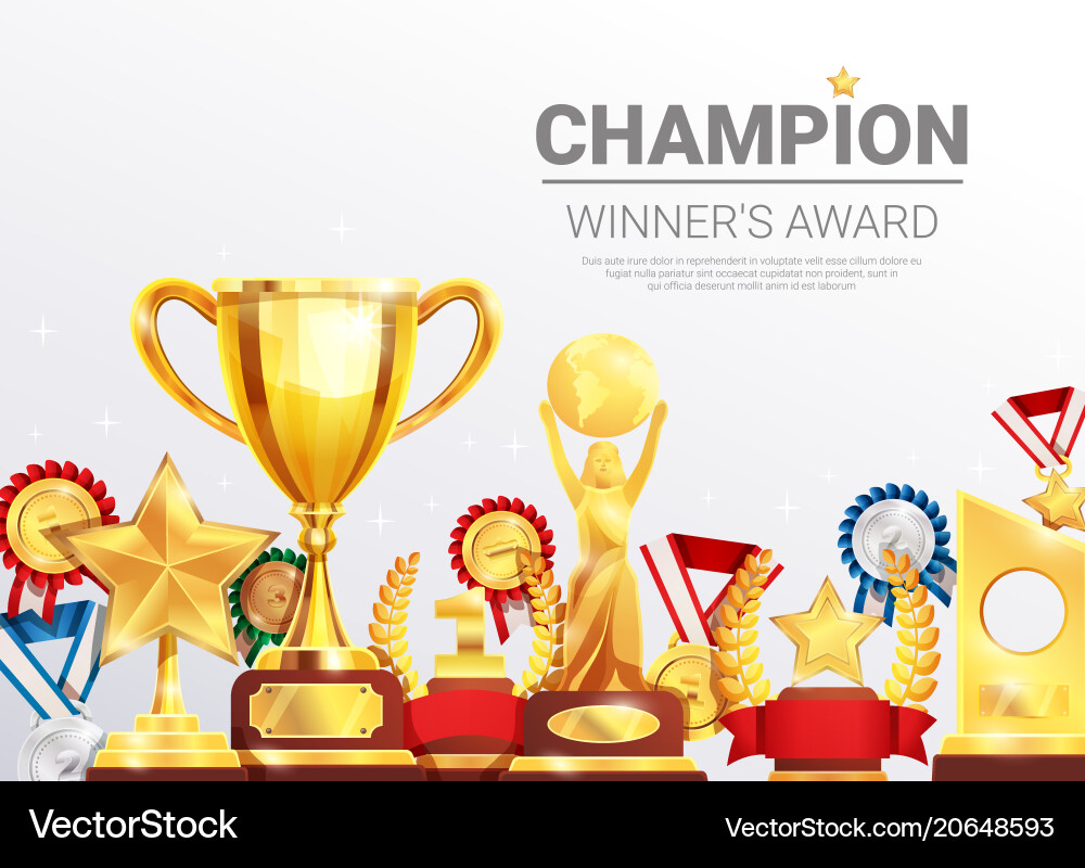 Championships winners awards collection poster Vector Image