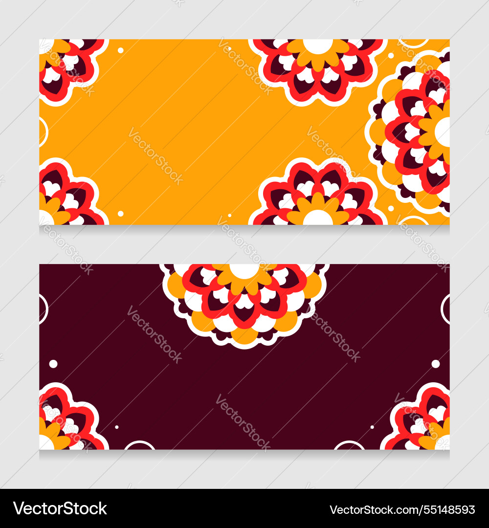 Collection of mandala design set banners Vector Image