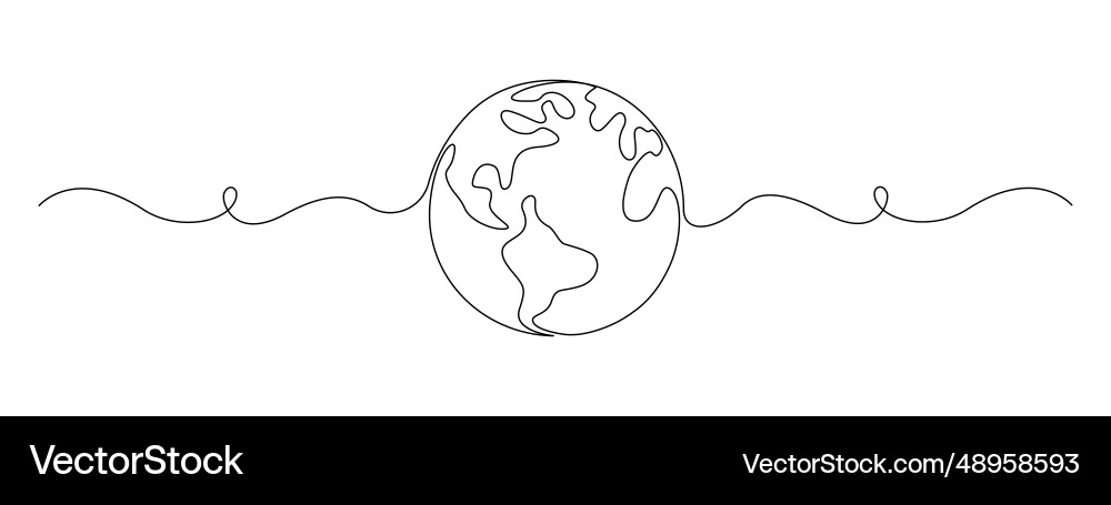 Continuous Line Earth Globe Royalty Free Vector Image
