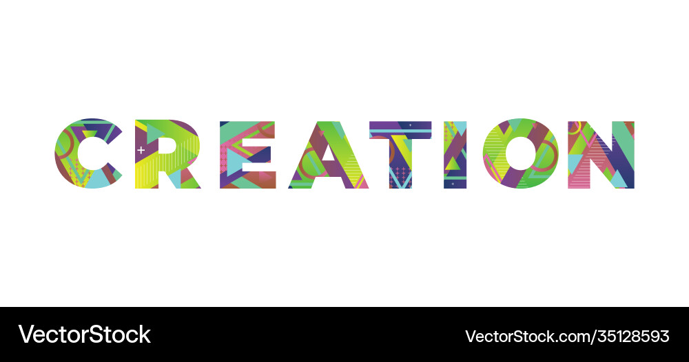 Creation concept retro colorful word art Vector Image