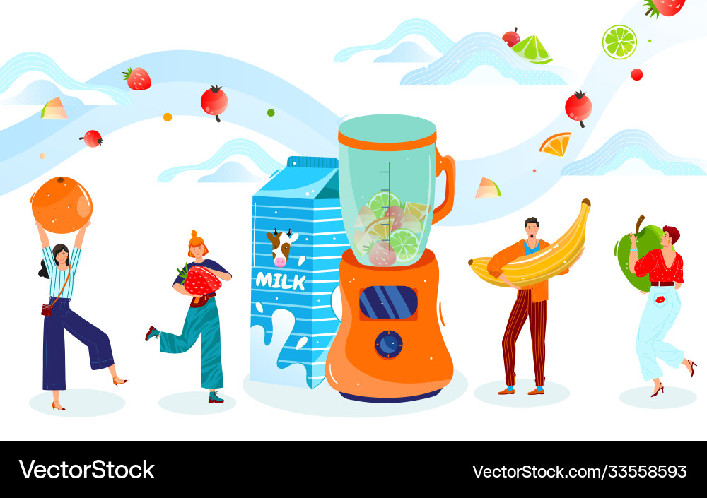 Eat healthy food cartoon flat Royalty Free Vector Image