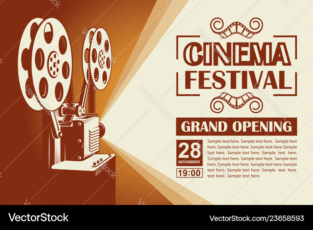 Film projector poster Royalty Free Vector Image