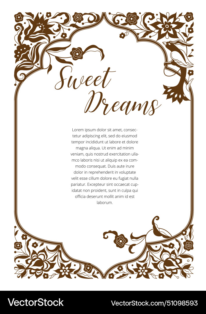 Floral frame vignette border card design template Vector Image