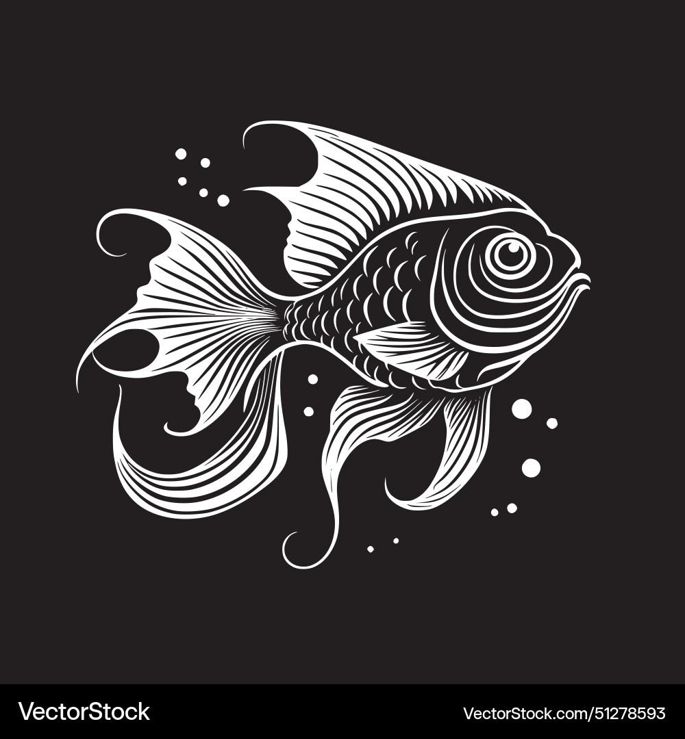 Goldfish - black and white Royalty Free Vector Image