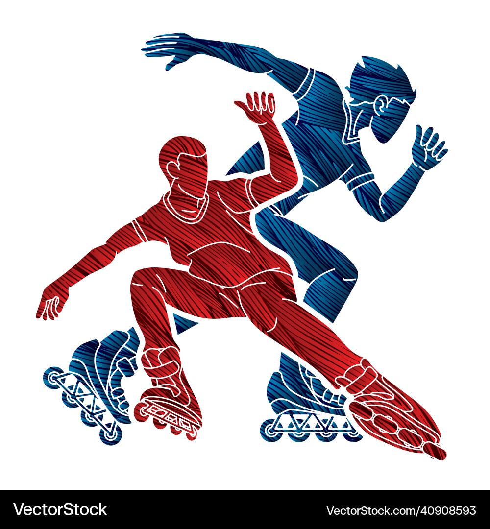 Group of roller blade players action Royalty Free Vector