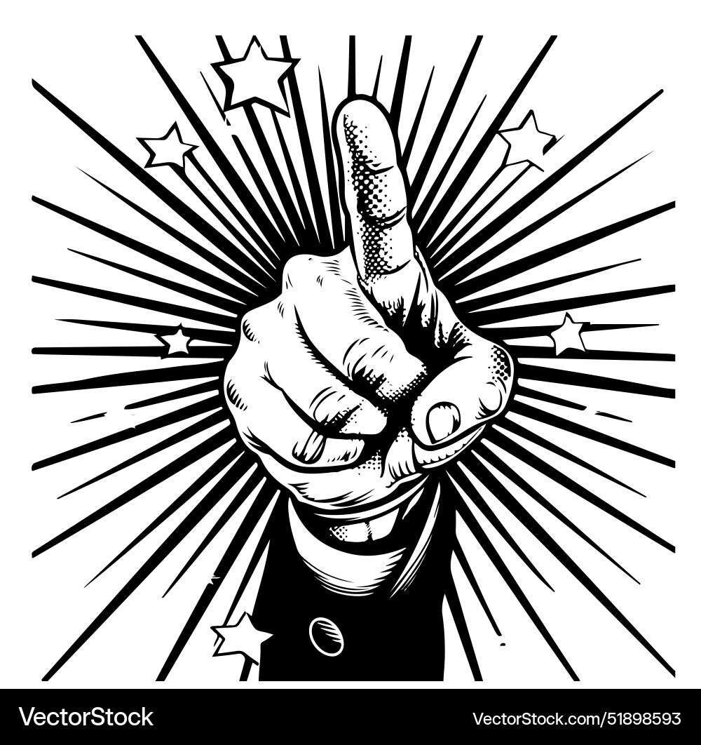 Hand with pointing finger sketch vintage Vector Image