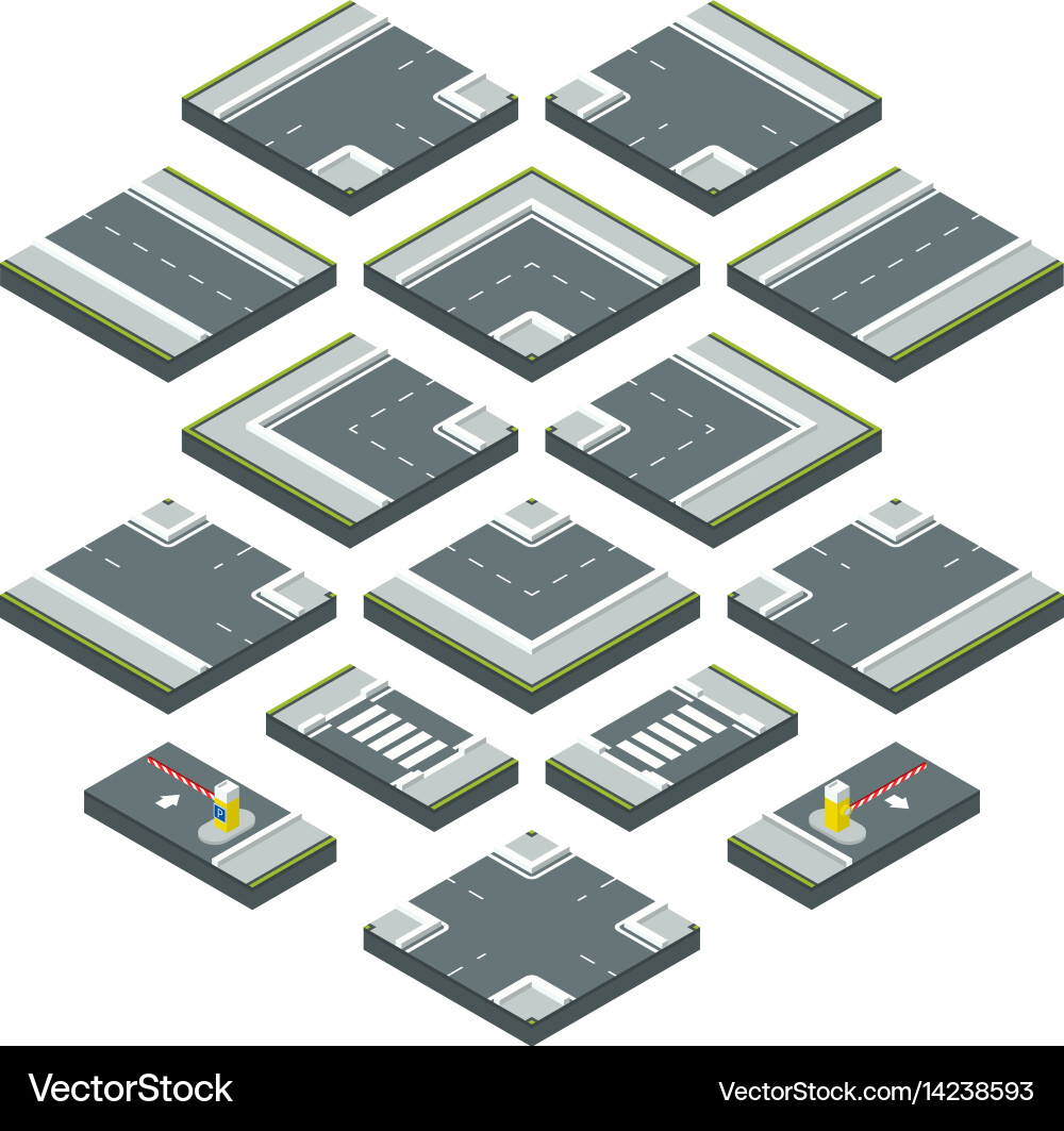 Isometric City Roads and Cross Sections Royalty Free Vector