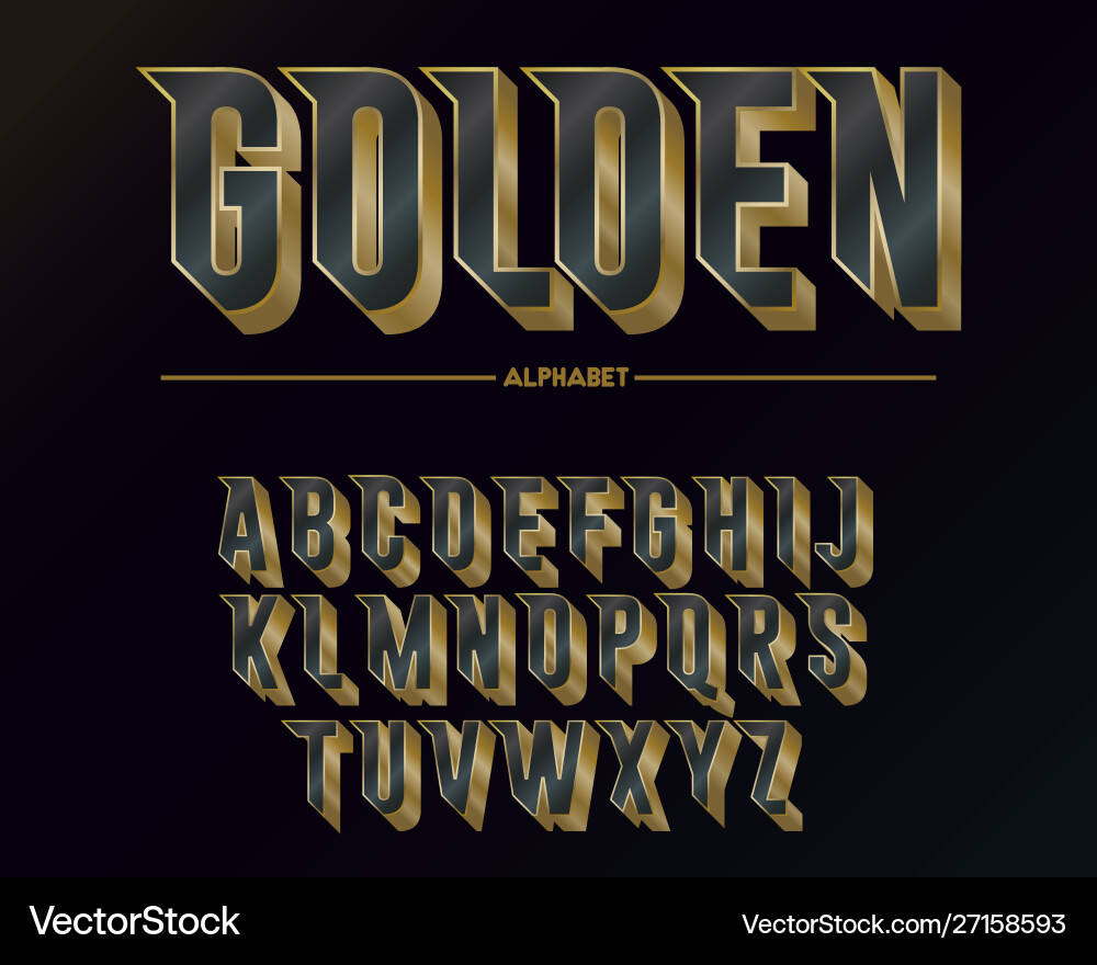 Moderne elegante goldene Schriftart und Alphabet abc