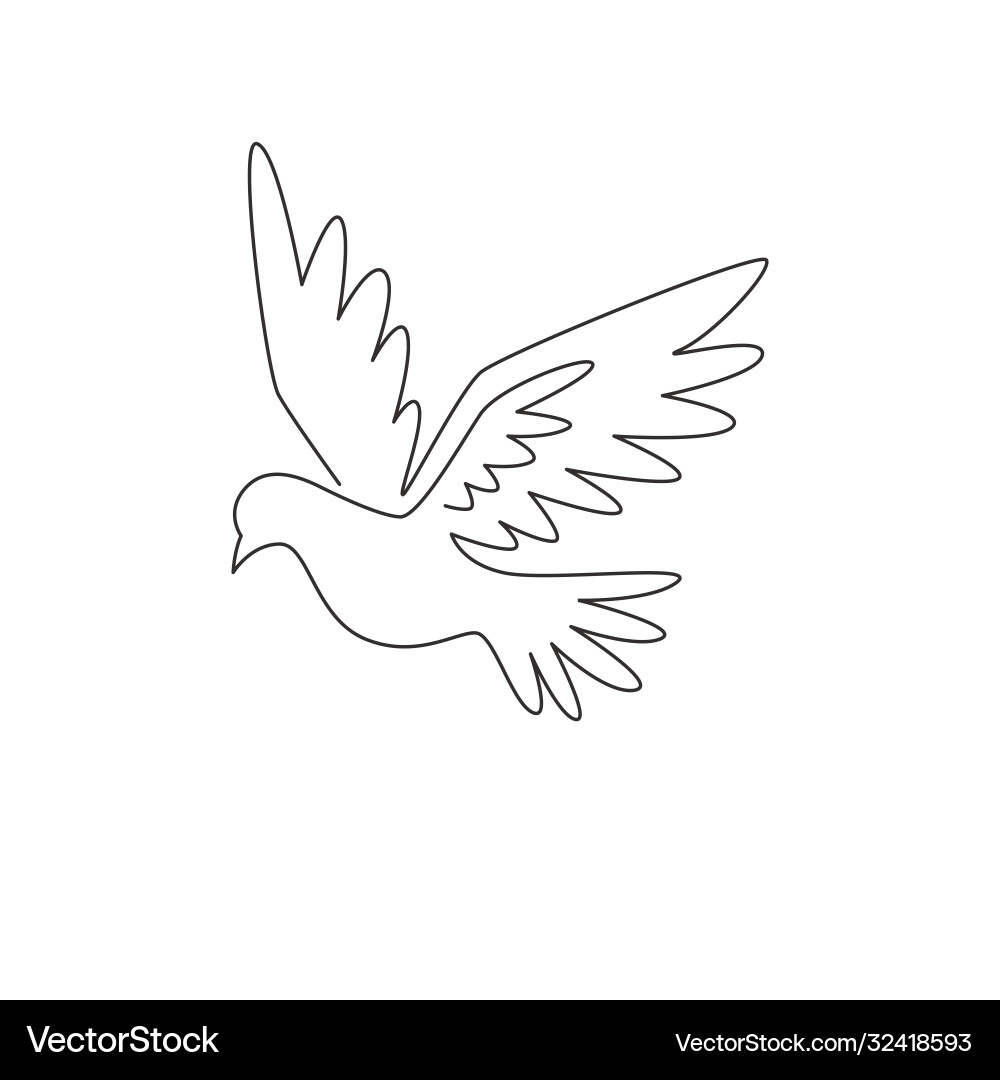 One single line drawing cute elegant fly dove Vector Image