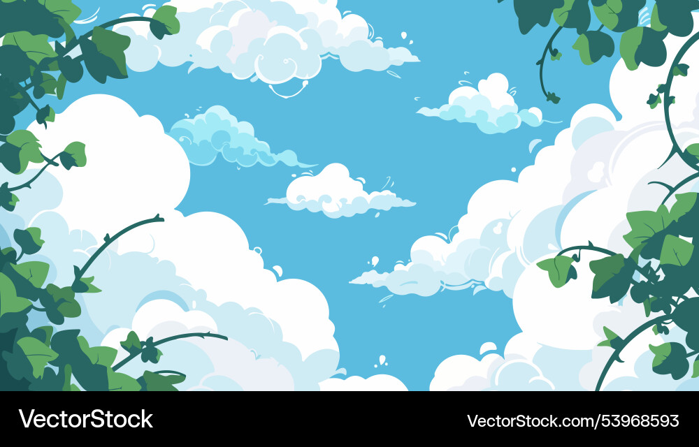 Serene Himmel mit Wolken und Reben Lizenzfreies Vektorbild