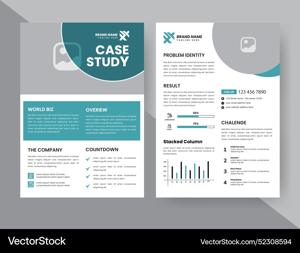 Business case study layout flyer Royalty Free Vector Image