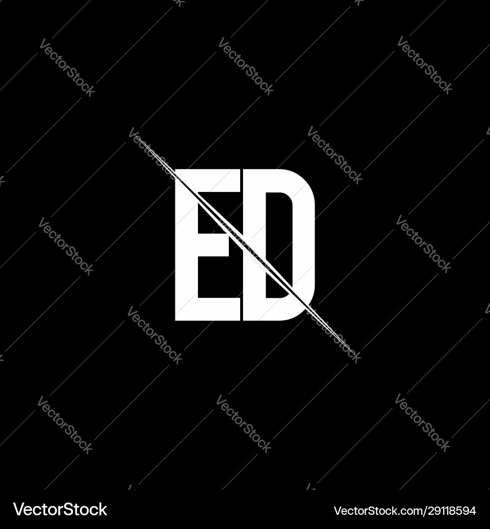 Ed logo monogram with slash style design template Vector Image