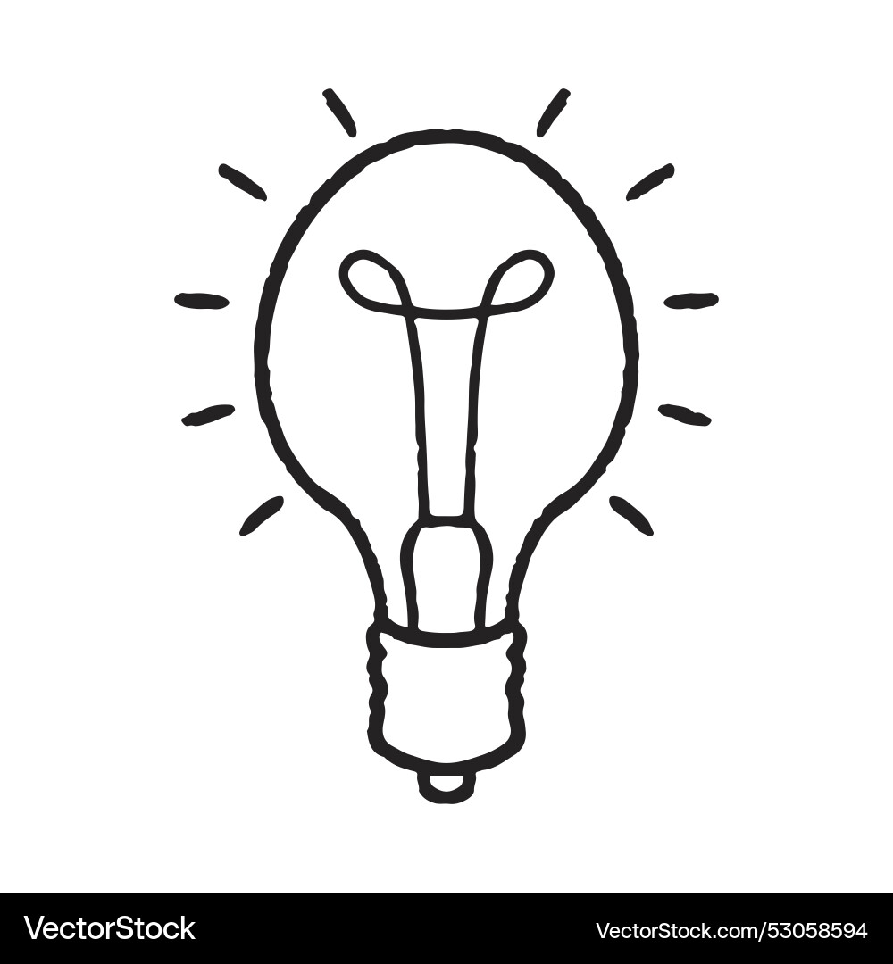 Hand-Drawn Light Bulb - Idea Symbol Royalty Free Vector