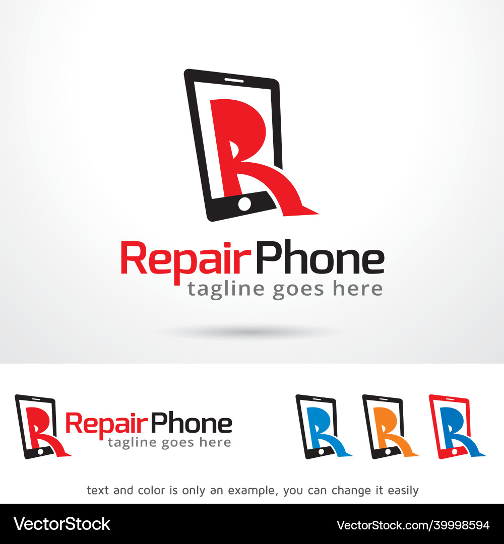 Schreiben Sie r Mobile Logo Vorlage Lizenzfreies Vektorbild