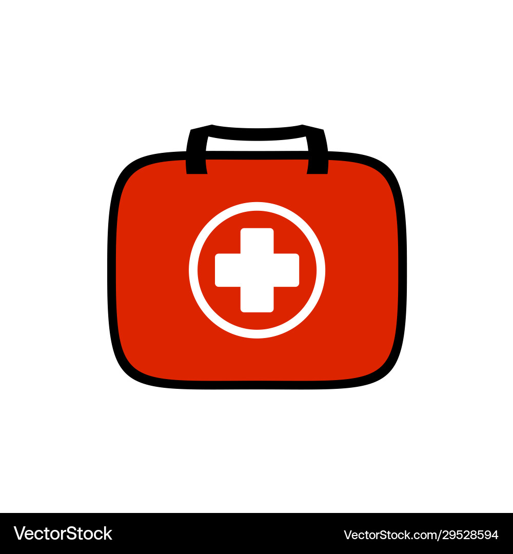 Red First Aid Travel Kit Symbol Royalty Free Vector Image