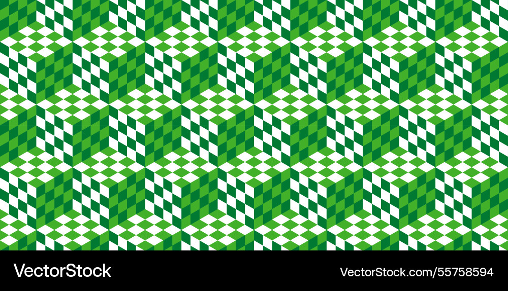 Seamless pattern with checkered 3d cubes Vector Image