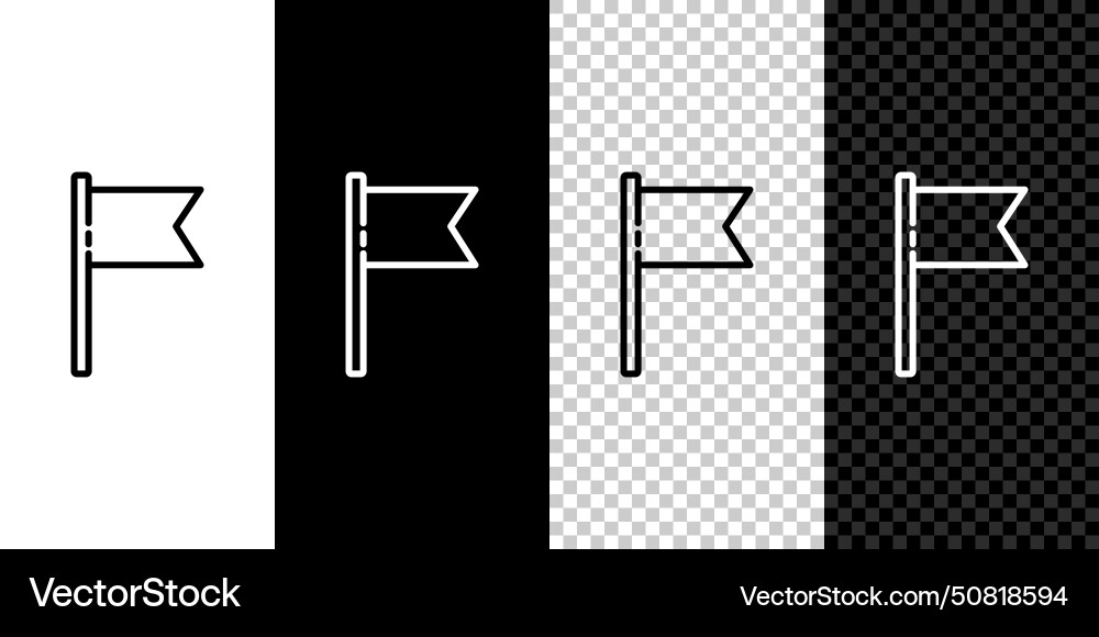 Set line flag icon isolated on black and white Vector Image
