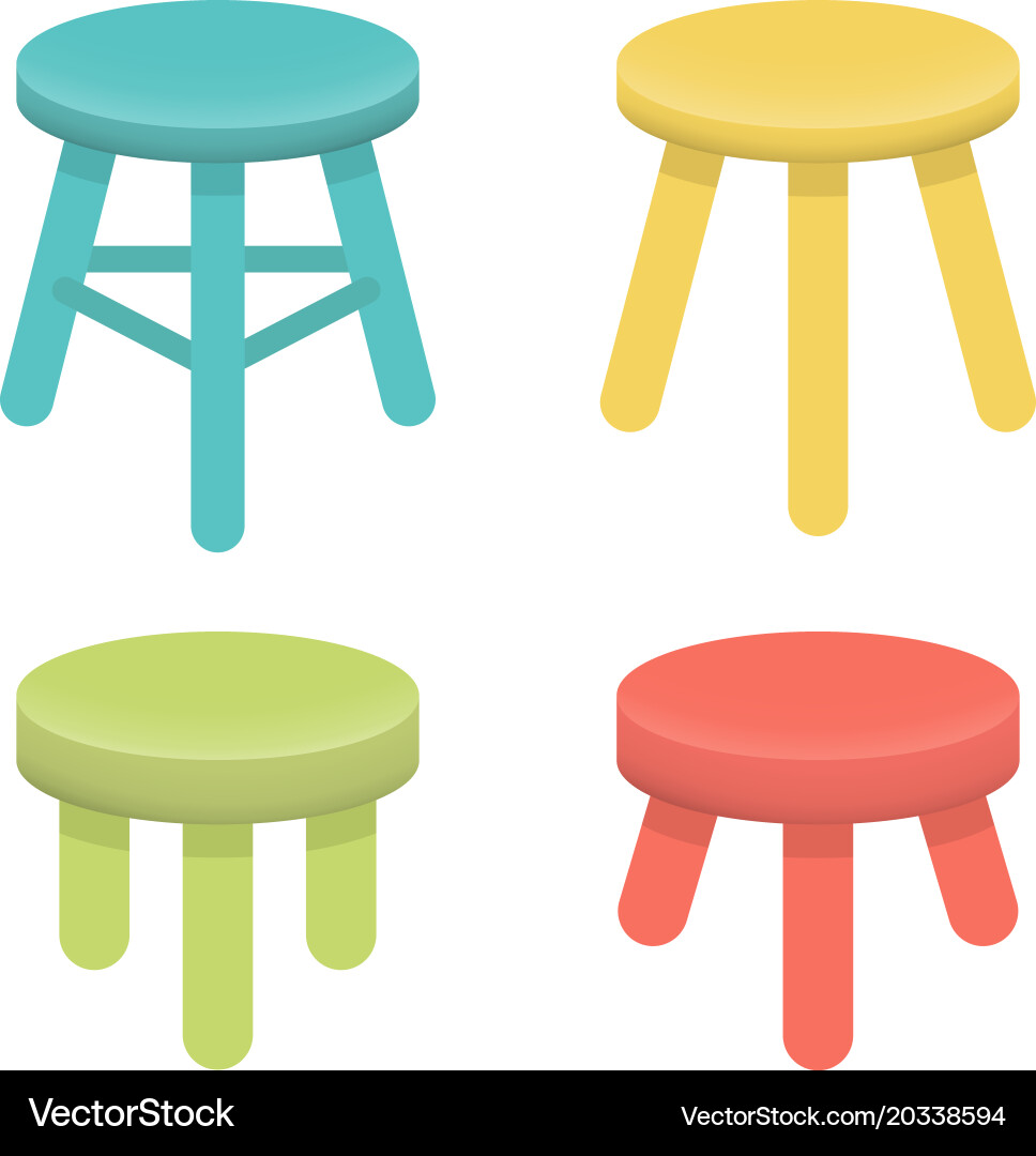 Three-Legged Stool Set Royalty Free Vector Image