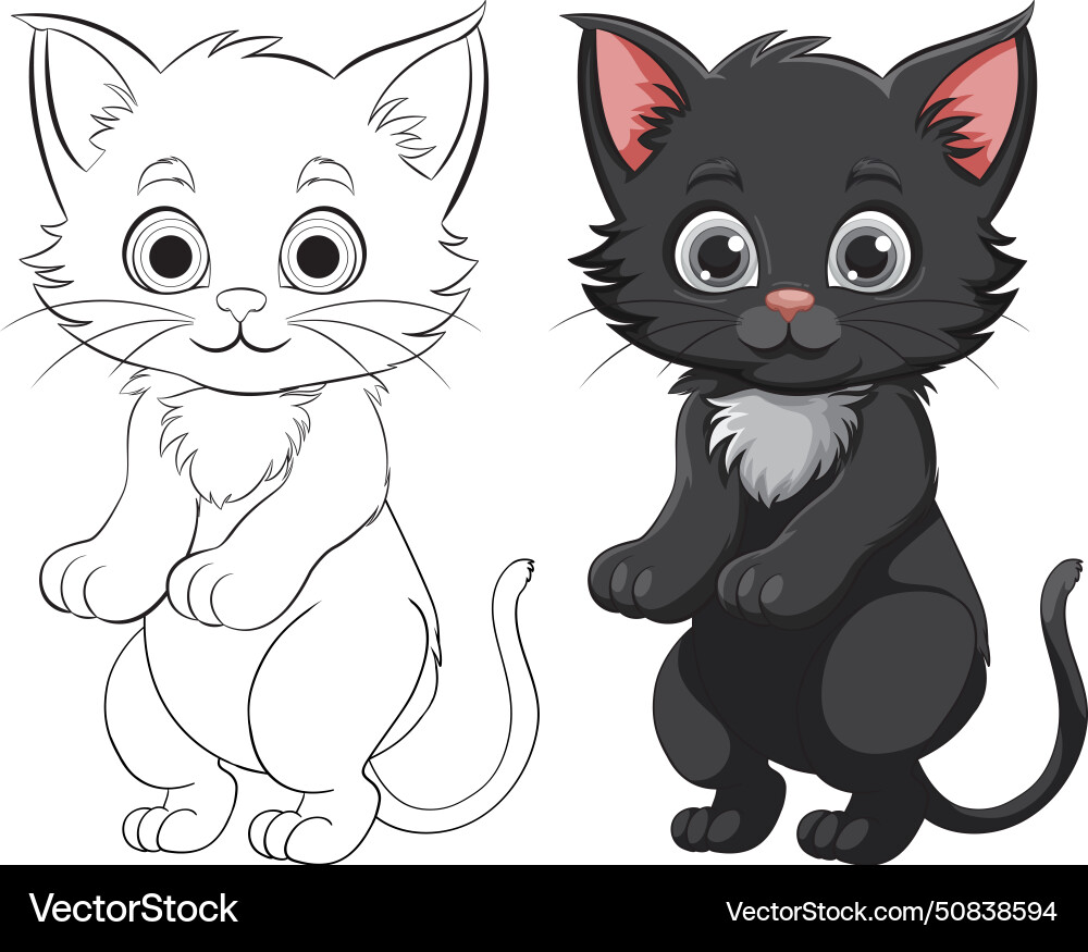 Two adorable cartoon kittens Royalty Free Vector Image