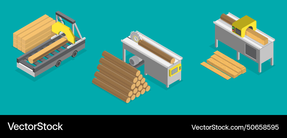 3d isometric flat of sawmill Royalty Free Vector Image