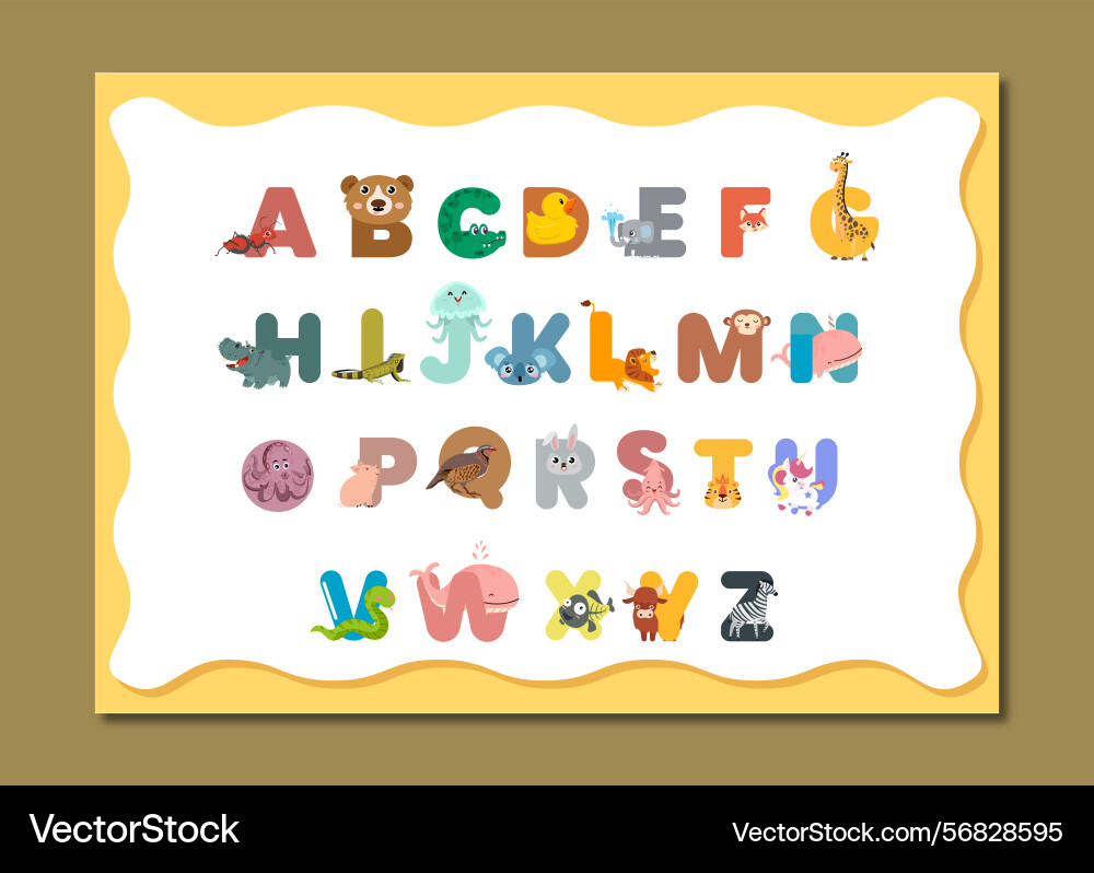 Animals and alphabet cartoon Royalty Free Vector Image