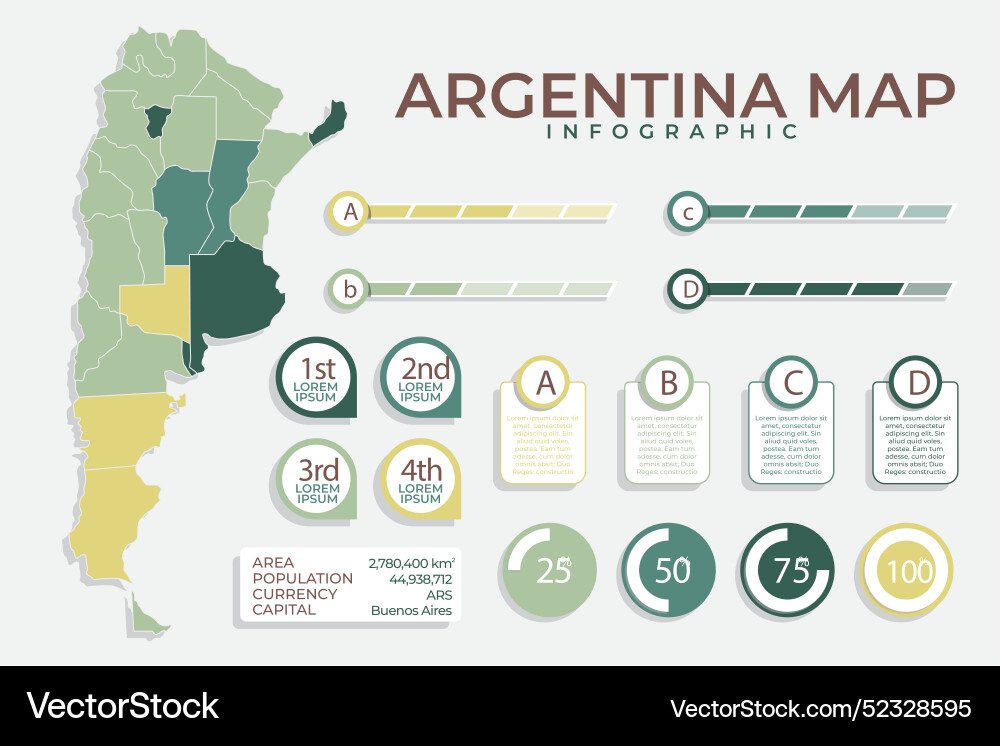 Argentina map infographic in flat design Vector Image