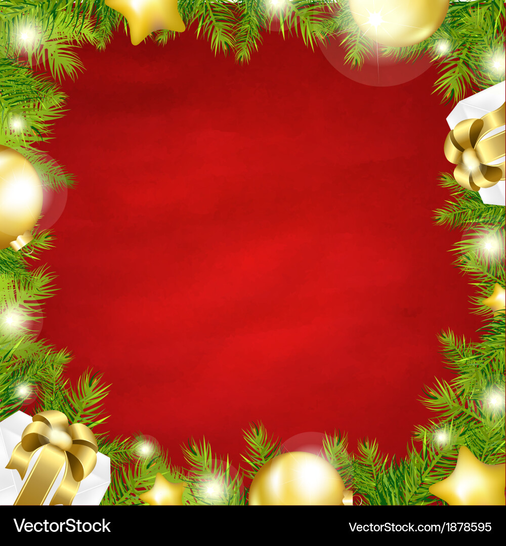 Christmas background with fir tree border Vector Image