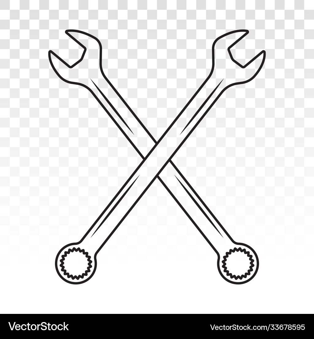 Crossed a wrench spanner line art icon for apps Vector Image