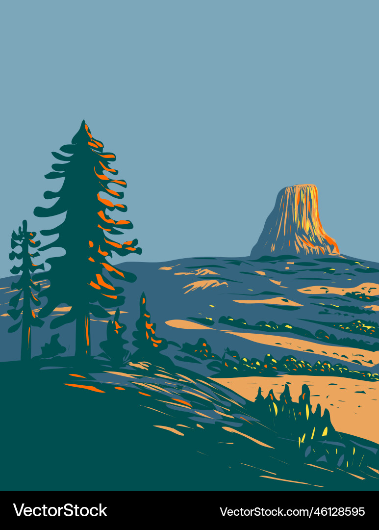 Devils tower national monument wyoming during Vector Image