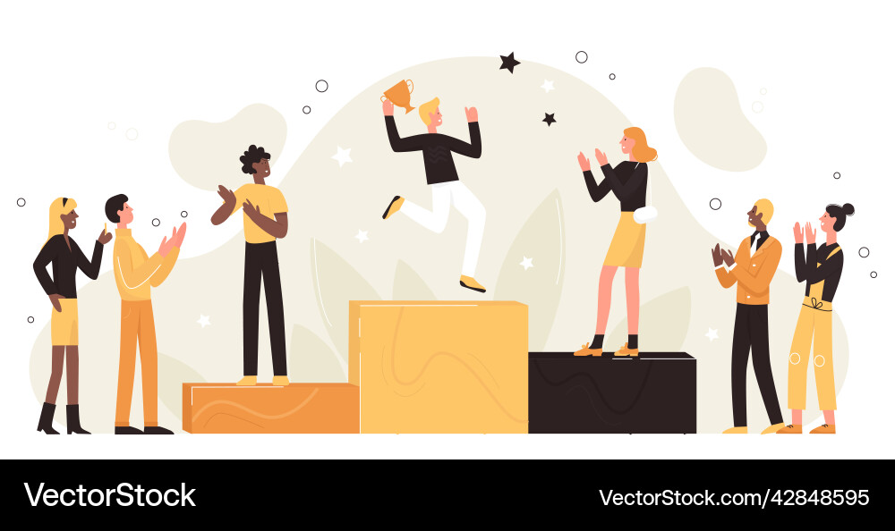 Employees celebrate victory and success win Vector Image