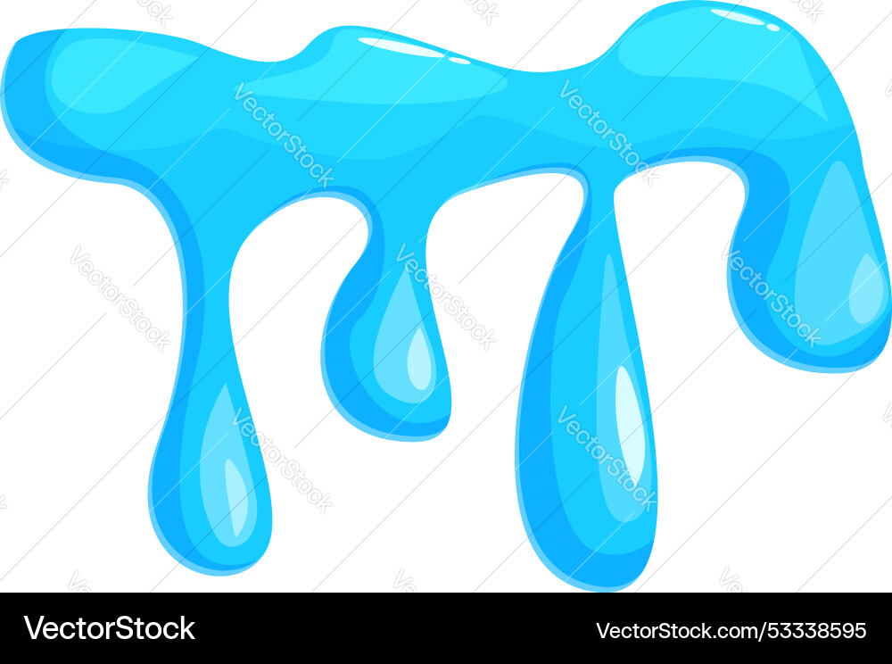 Flowing down liquid dripping blue slime Royalty Free Vector