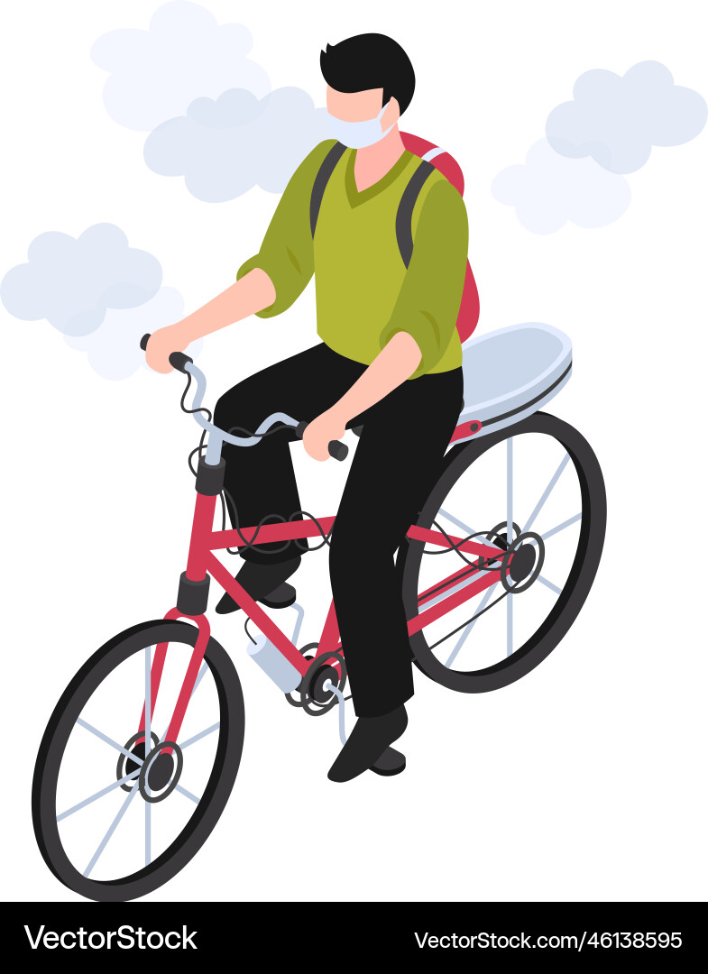 Isometric pollution bicycle composition Royalty Free Vector