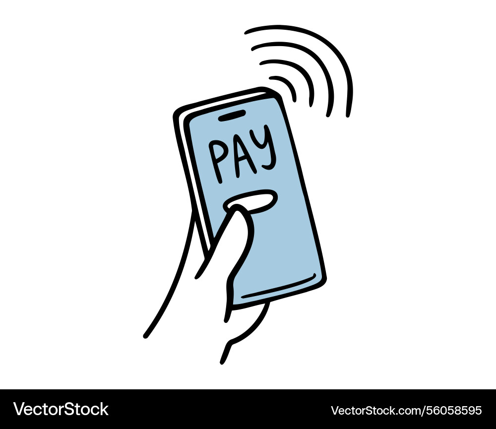 Mobile payment with smartphone or pay text with Vector Image