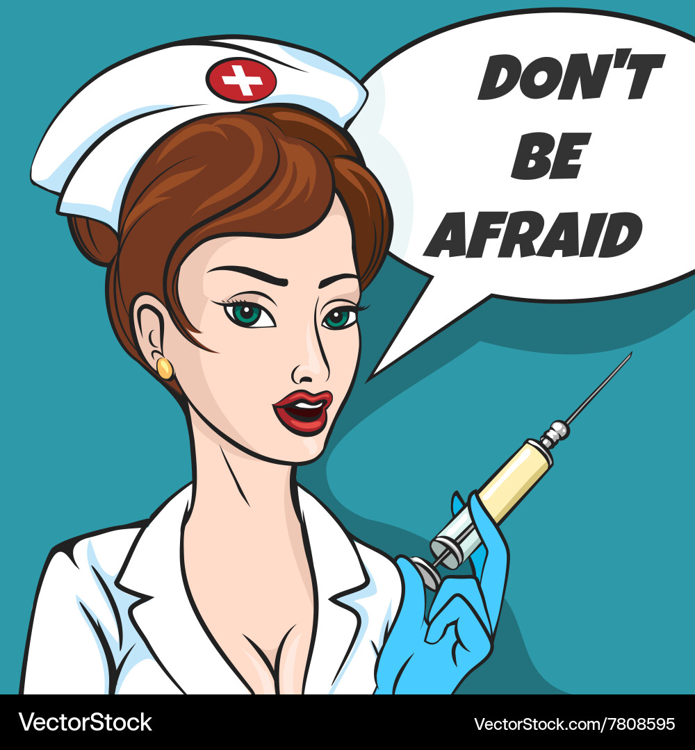 Nurse with injection syringe Royalty Free Vector Image