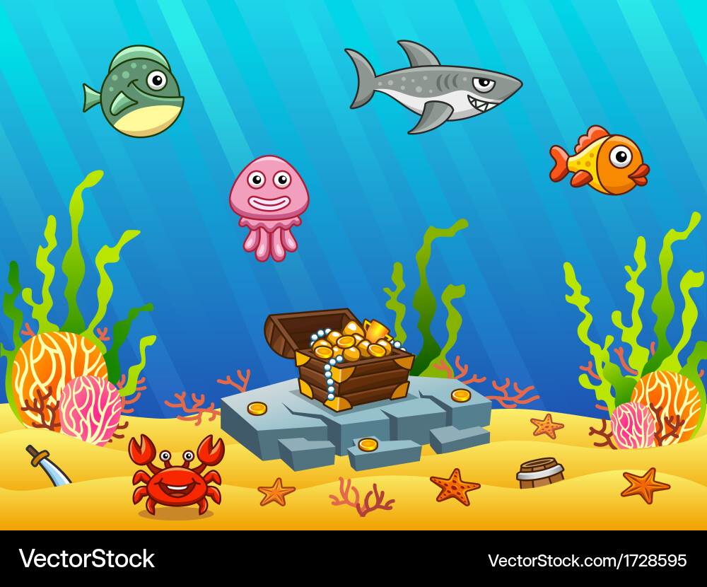 Ocean Scene with Coral Reef Royalty Free Vector Image