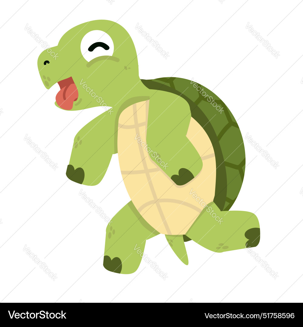 A cartoon turtle is running and tired Royalty Free Vector