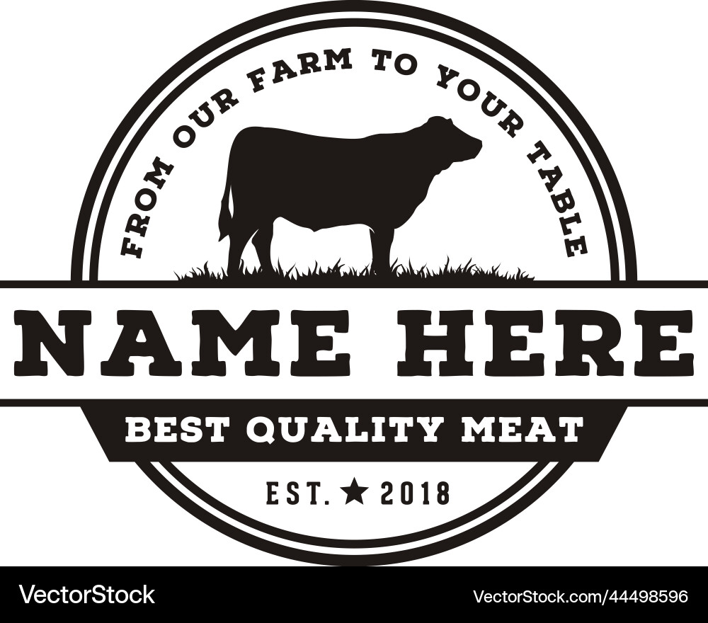 Angus Cattle Farm Logo - Rural Livestock Vector Image