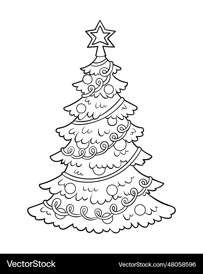 Coloring book christmas tree Royalty Free Vector Image