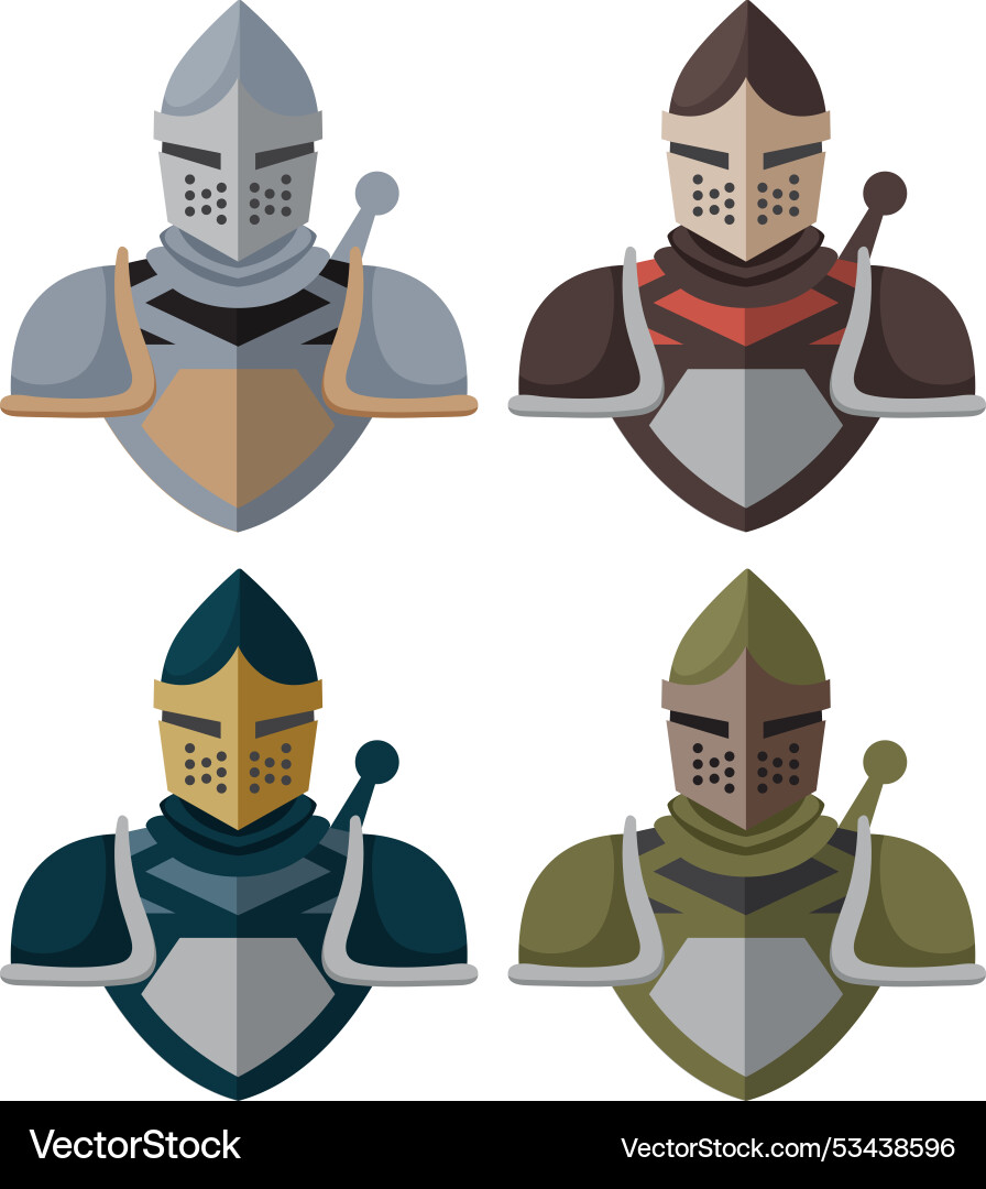 Four knights in different colored armor Royalty Free Vector