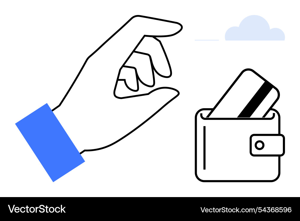 Hand reaching to pick credit card from wallet Vector Image