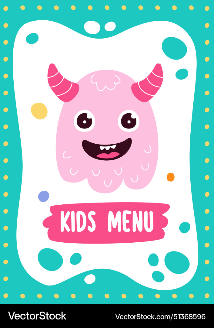 Monster kids menu page Royalty Free Vector Image
