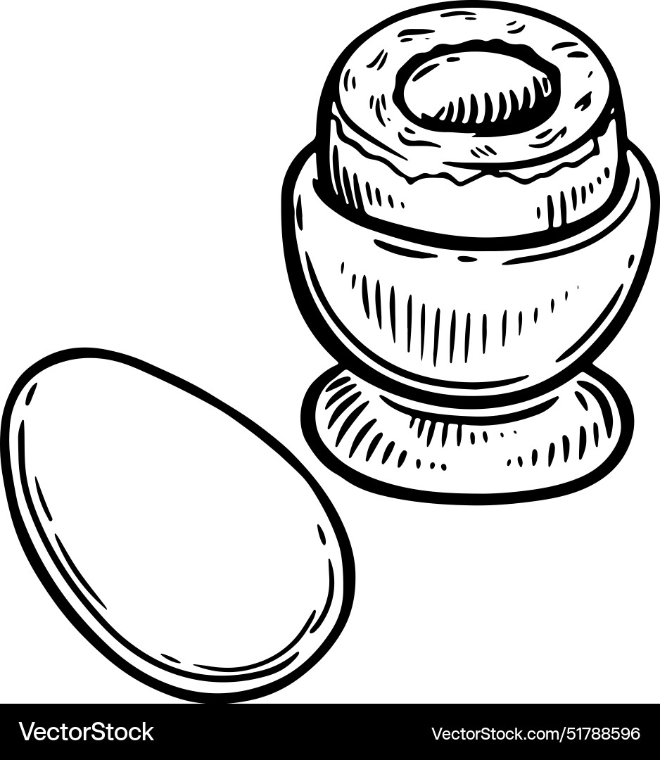 Pate maker and whole egg line drawing isolated Vector Image