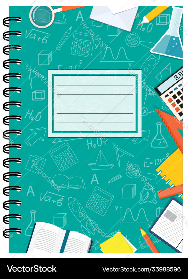 School Stationery Cover Template Royalty Free Vector Image
