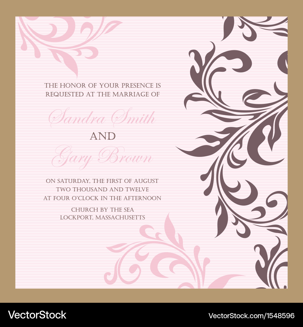 Wedding invitation pink Royalty Free Vector Image