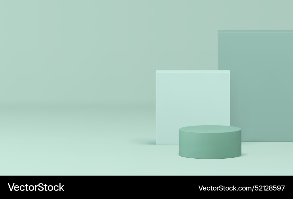 3d green showcase cylinder podium rectangle Vector Image