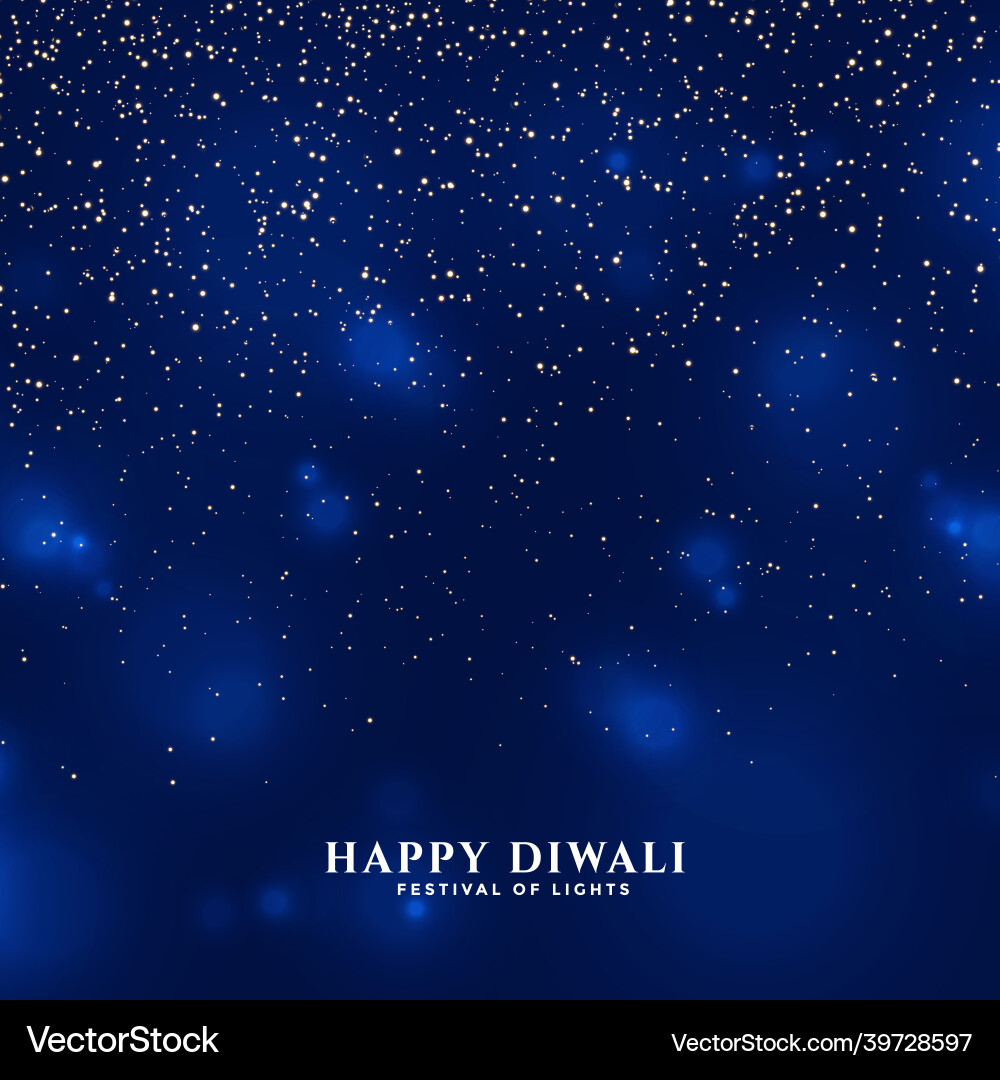 Happy diwali blue background with falling Vector Image