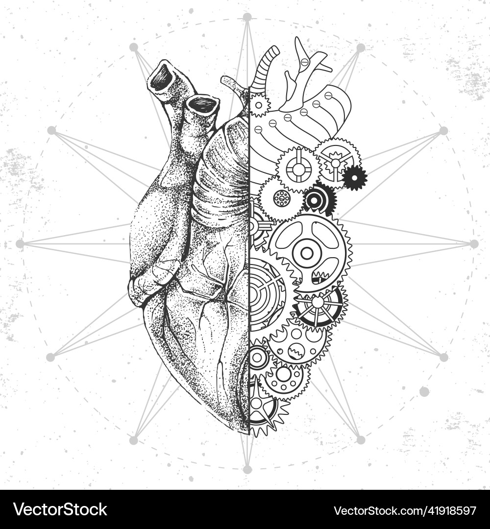Realistic and punk style human heart Royalty Free Vector