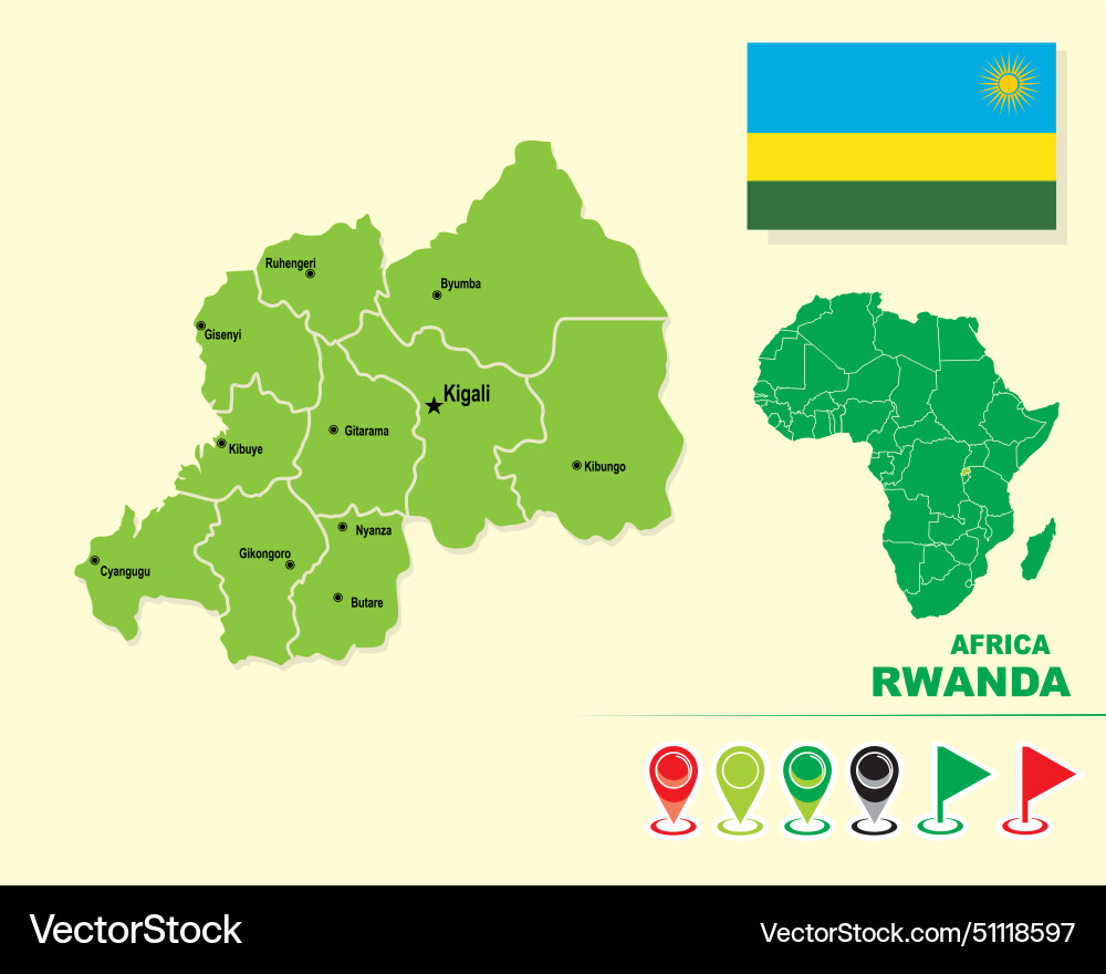 Rwanda map Royalty Free Vector Image - VectorStock
