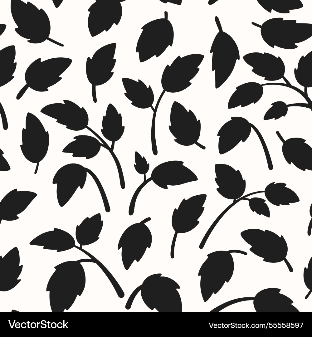 Seamless black and white leaf pattern botanical Vector Image